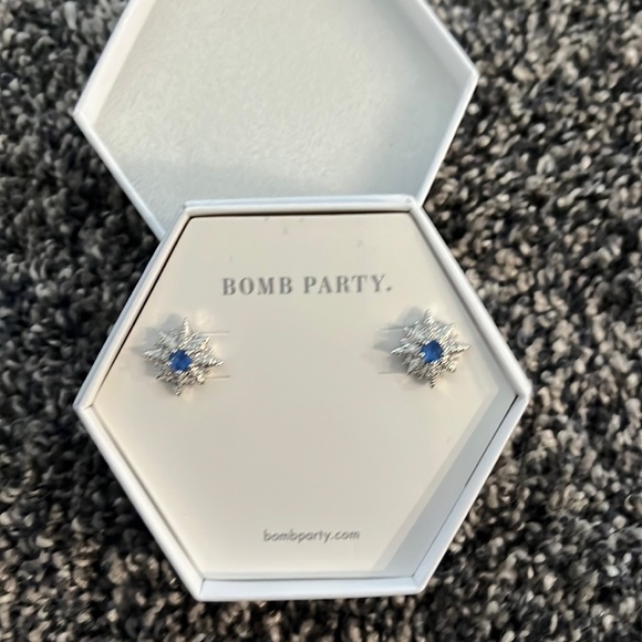 Jewelry | Bomb Party Stud Earrings Lab Created Sapphires Rhodium ...